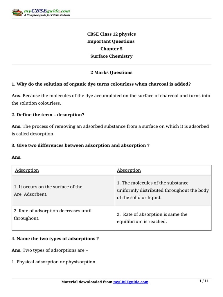 Key Concepts in Surface Chemistry | PDF | Adsorption | Catalysis