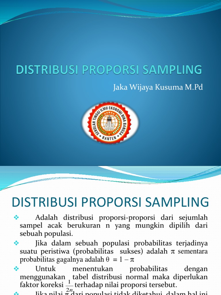 Distribusi Sampling Proporsi - PPSX | PDF | Seni & Disiplin Bahasa ...