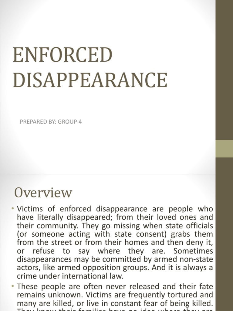 Enforced Disappearance | PDF | Torture | Human Rights Abuses
