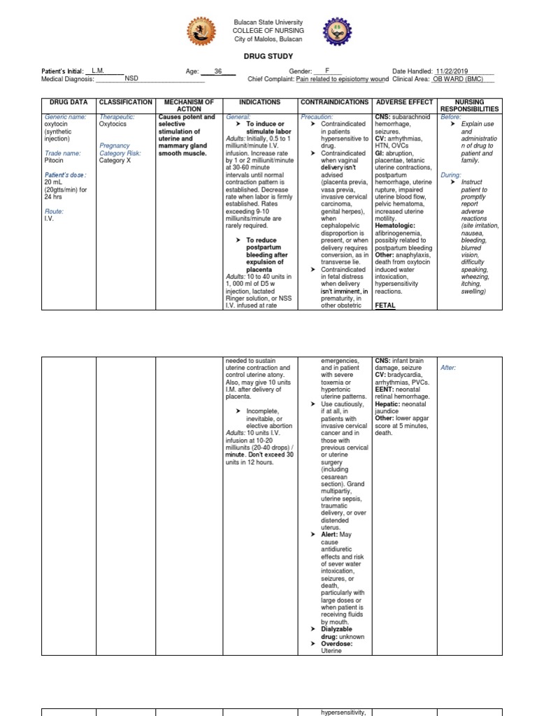 Oxytocin Drug Study | PDF | Childbirth | Human Reproduction