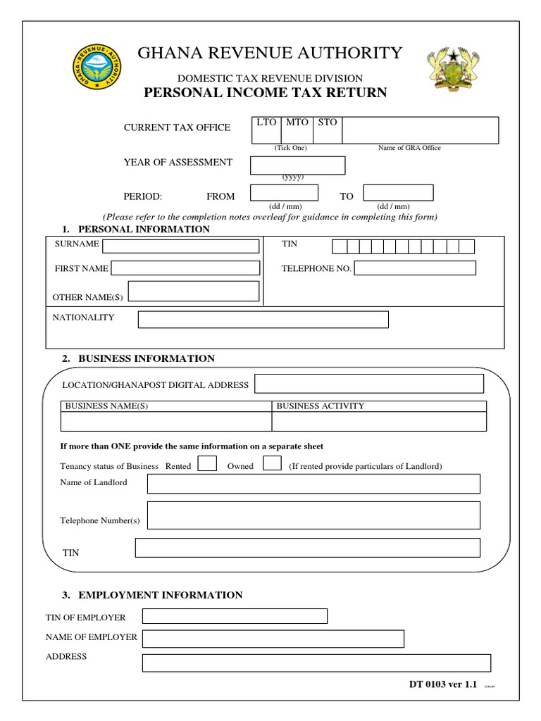 DT 0103 Personal Income Tax Return Form V103-Ver-1.1..-1 | PDF | Tax ...