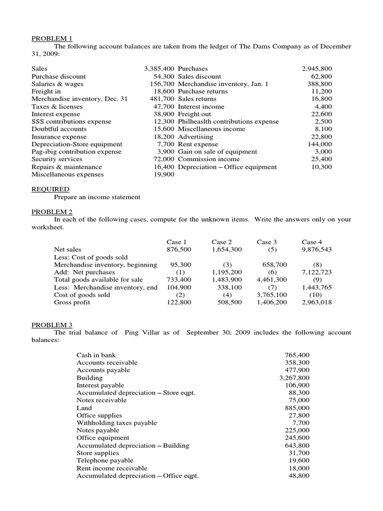 Exercises - Financial Statements - 8.1.18 | PDF | Expense | Cost Of ...