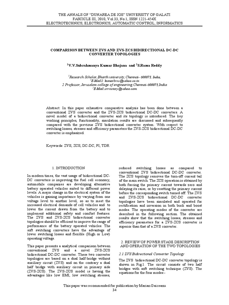 Comparison Between Zvs and ZVS-ZCS Bidirectional D | PDF | Power ...