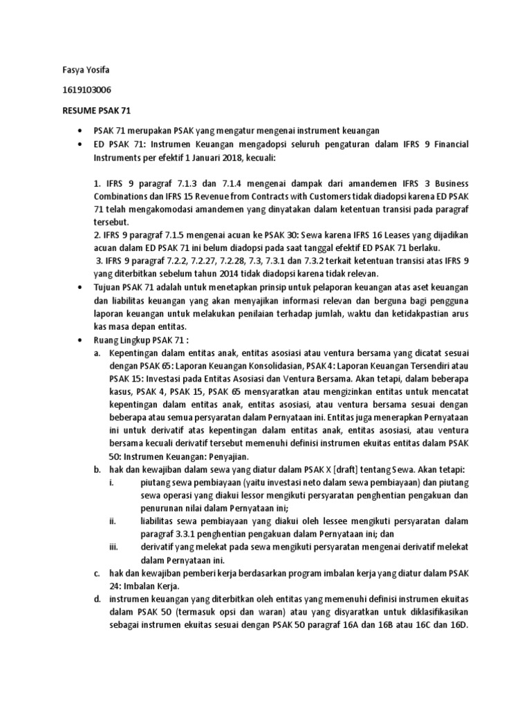 Resume ED PSAK 71 | PDF