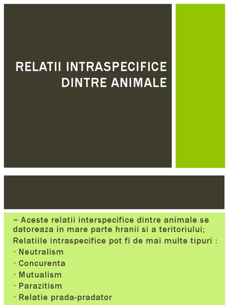 Relatiile Intraspecifice Dintre Animale | PDF