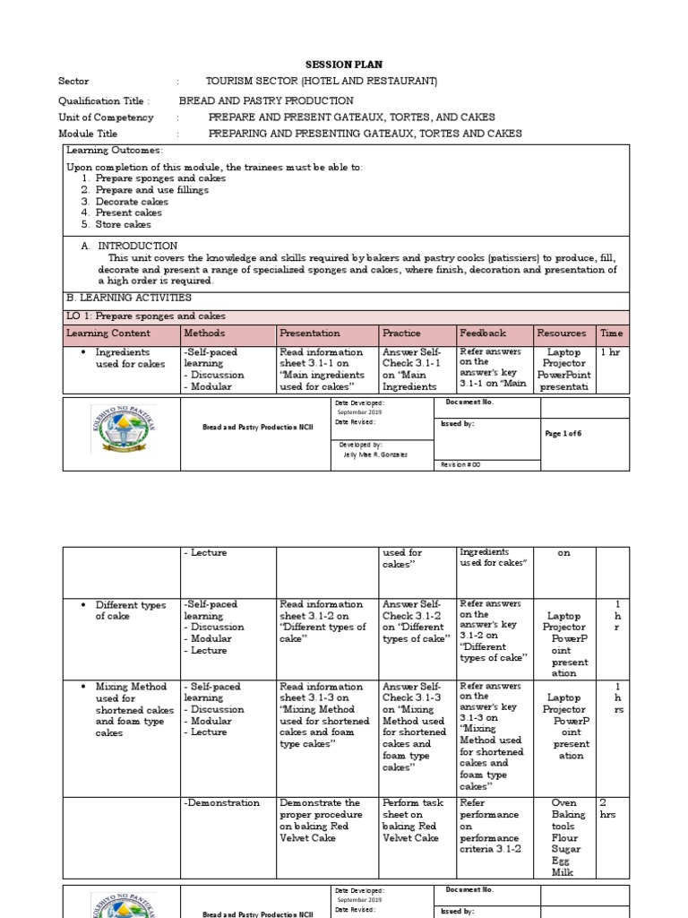 Session Plan | PDF | Cakes | Icing (Food)