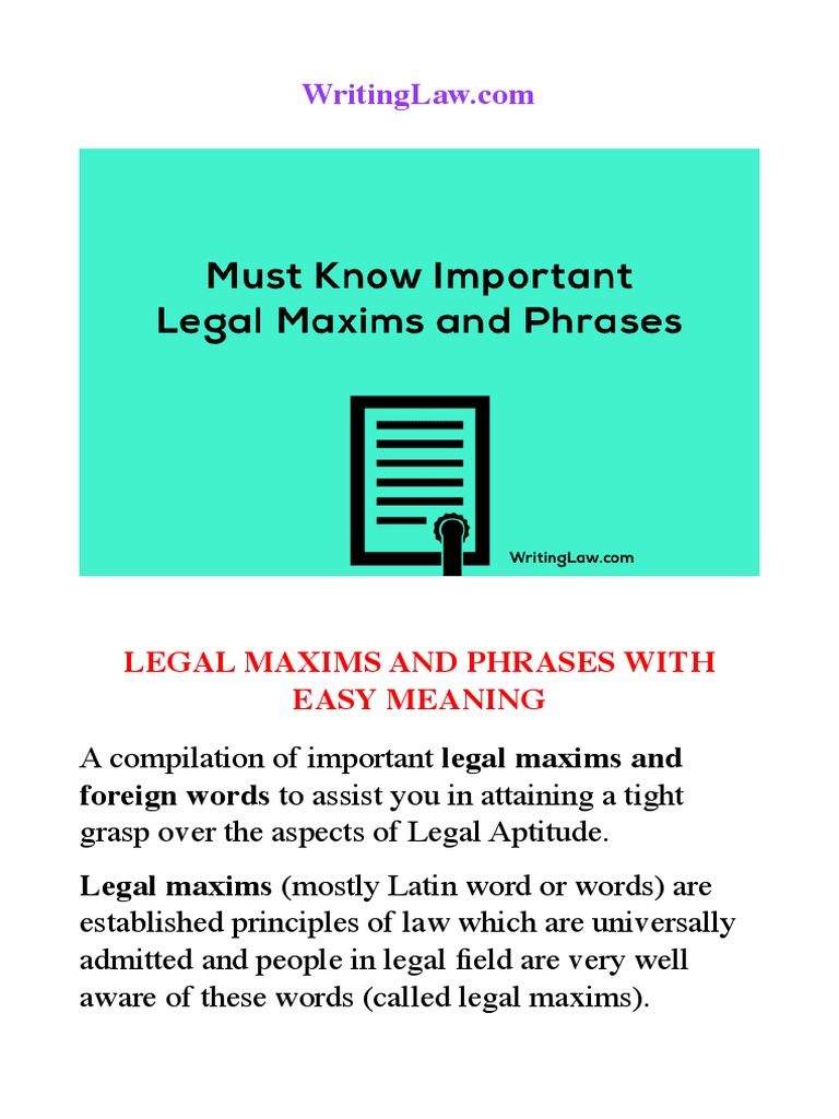 118 Important Legal Maxims For Law Exams | PDF | Ex Post Facto Law ...