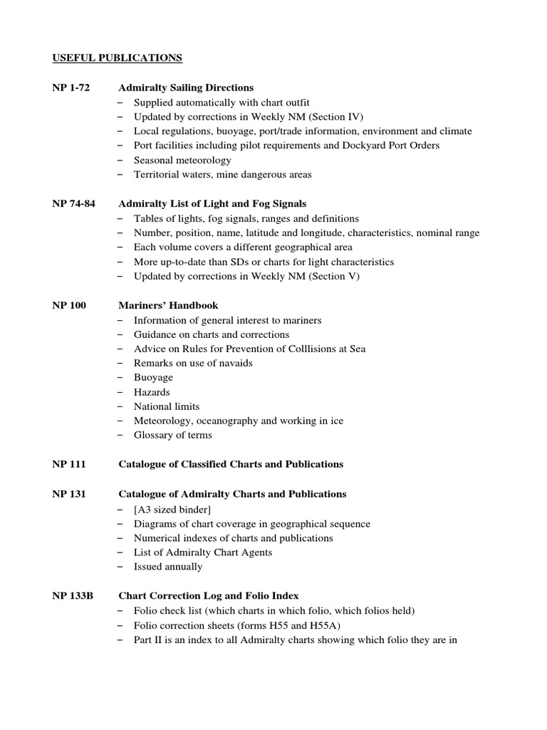 Nautical Publications and Resources List | PDF | Navigation | Physical ...
