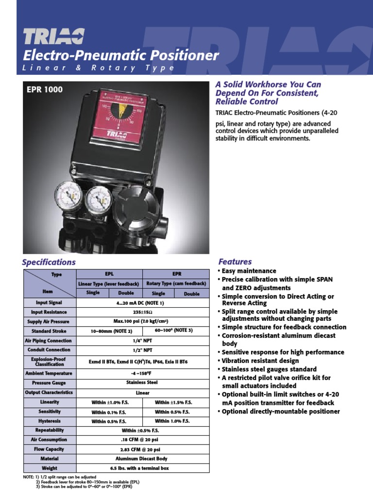 Epr 1000 Triac Positioner | PDF | Valve | Feedback