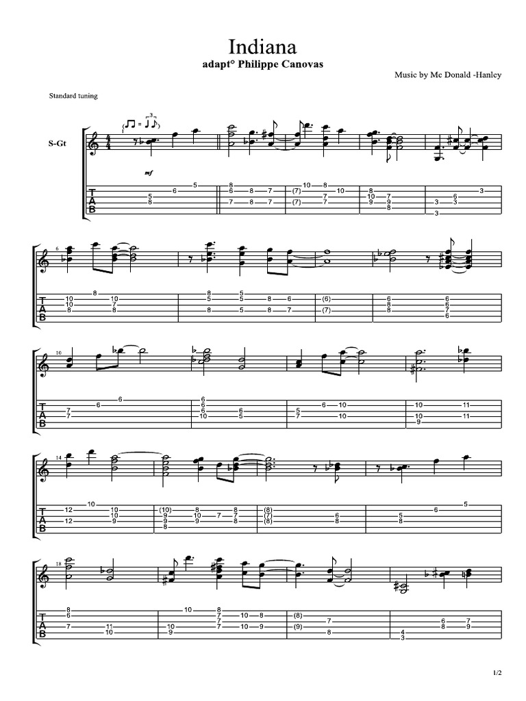 Indiana Chord Melody | PDF