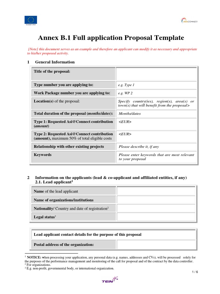 Annex B.1 - Full Application Proposal Template | PDF | Verification And ...