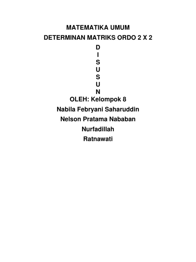 Determinan Matriks Ordo 2 X 2 | PDF