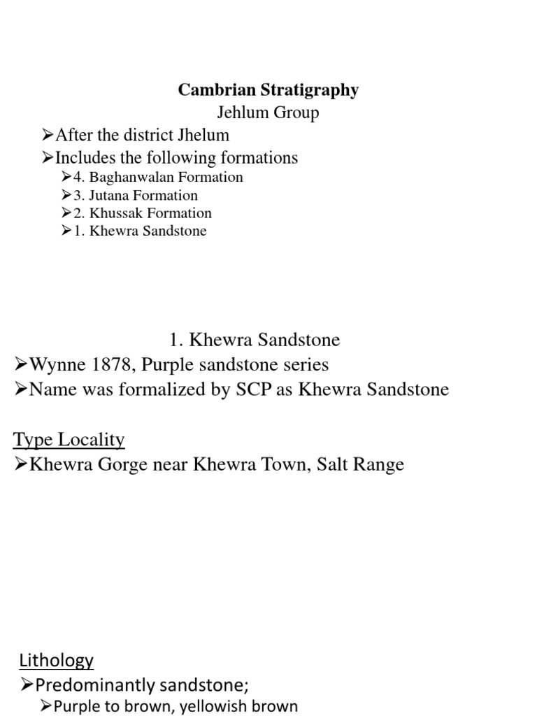 Camprian and Permian Stratigraphy (Salt Range) - 2 | PDF | Sandstone ...