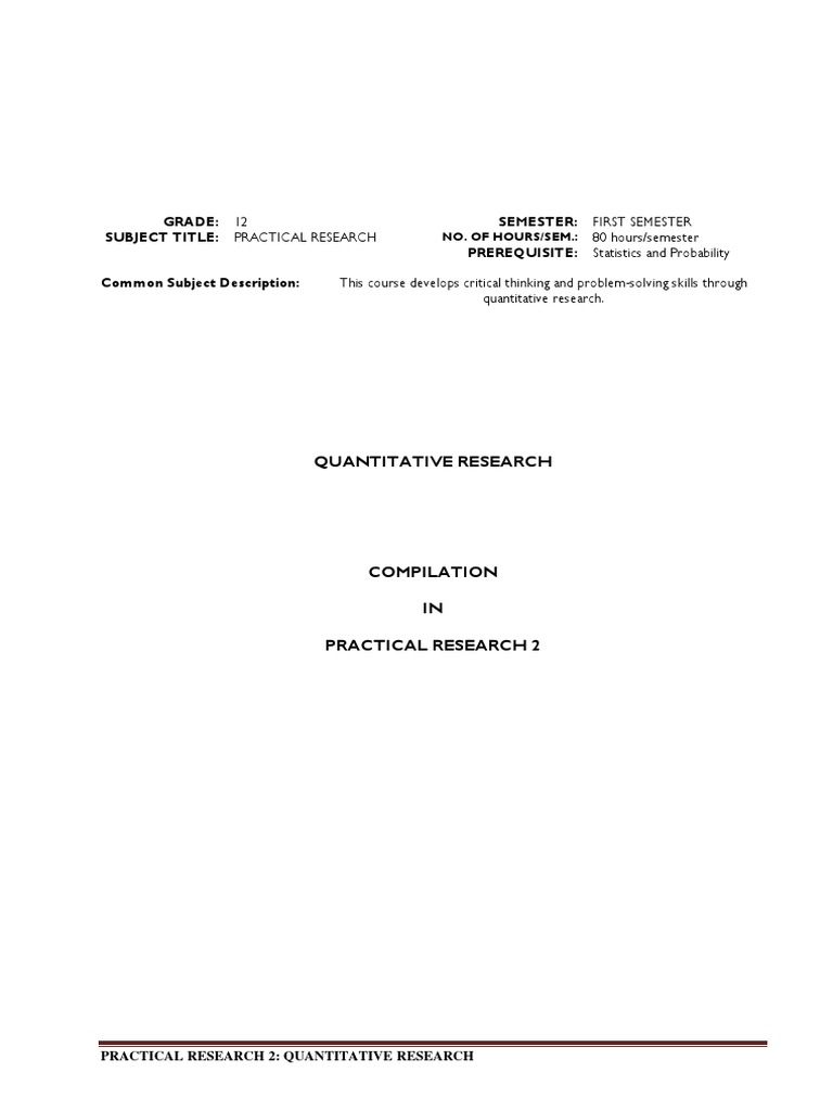 Research Module | PDF | Experiment | Quantitative Research