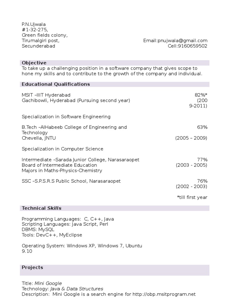 Ujwala Resume | PDF | Databases | Java (Programming Language)