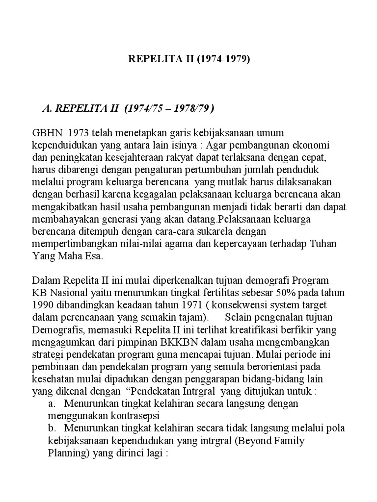 Strategi Keluarga Berencana Repelita II | PDF