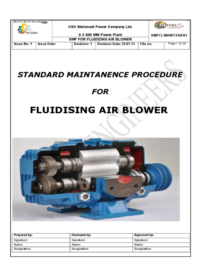 SMP For Fluidizing Air Blower | PDF | Gear | Bearing (Mechanical)