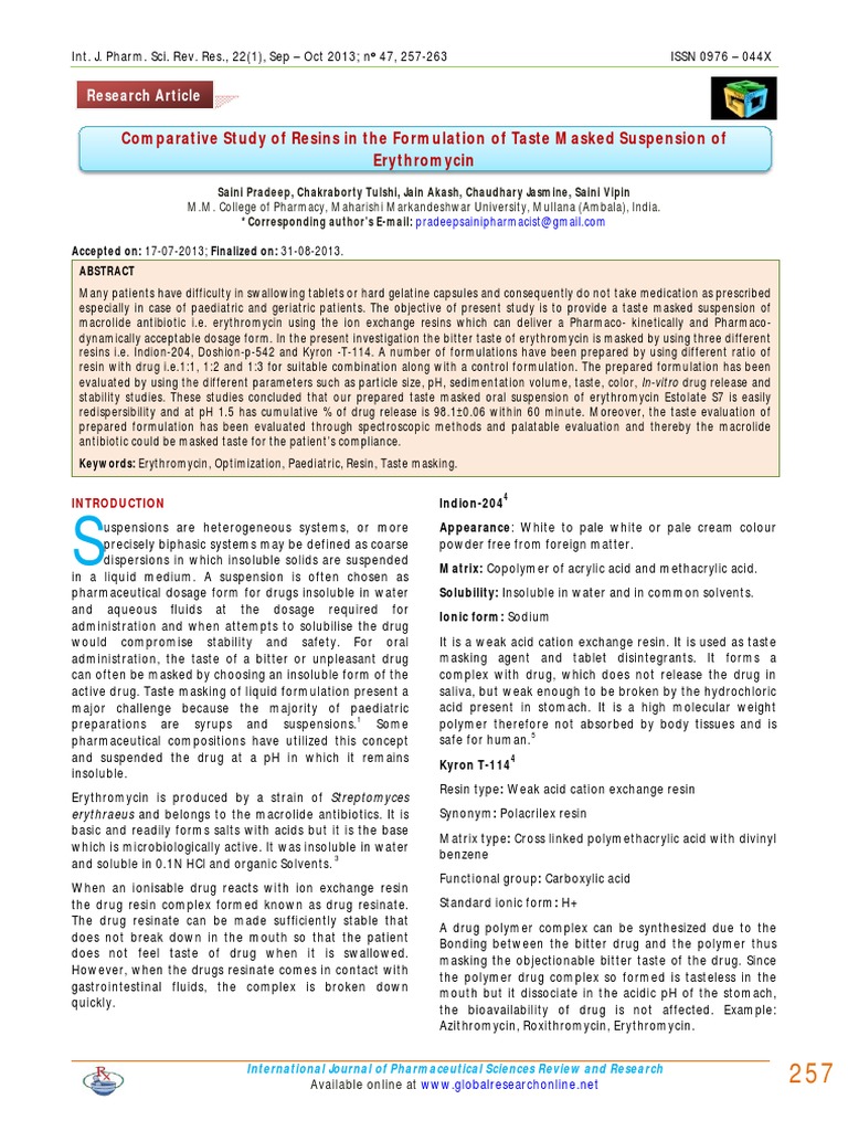 Erythromycin Dry Syrup | PDF | Solubility | Pharmaceutical Formulation