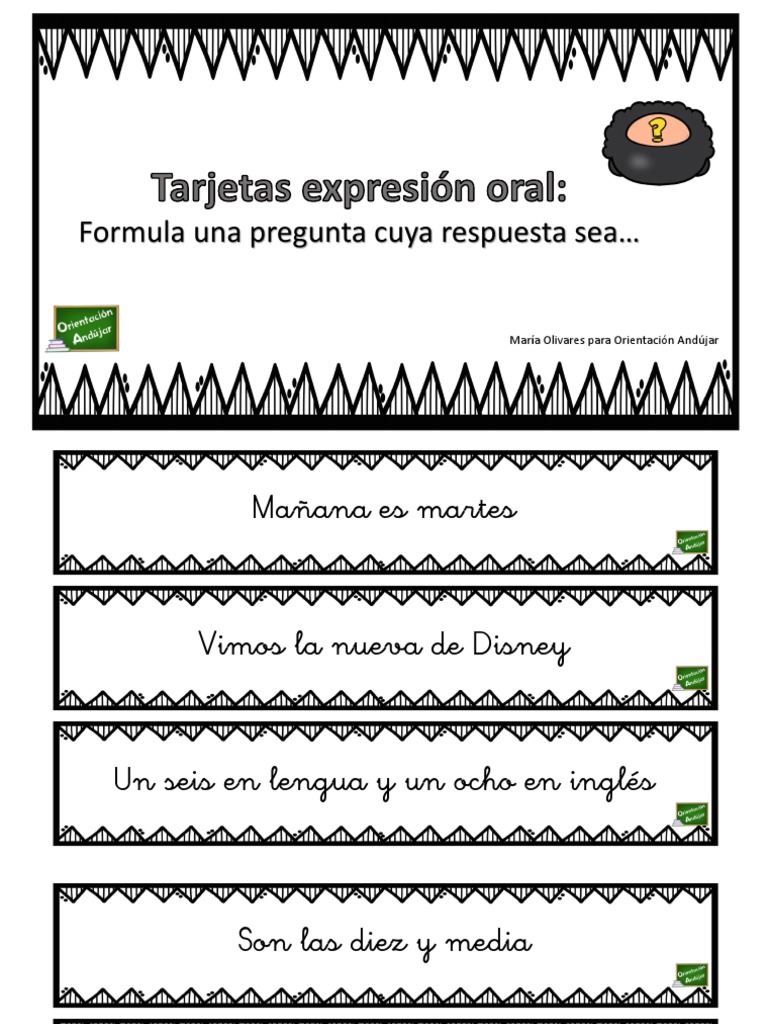 Tarjetas de Expresion Oral | PDF