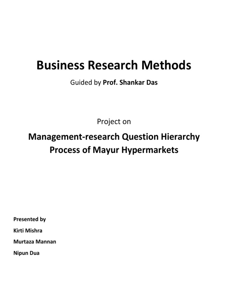 Business Research Methods Assignment - Mayur Hypermarket | PDF | Retail | Pricing