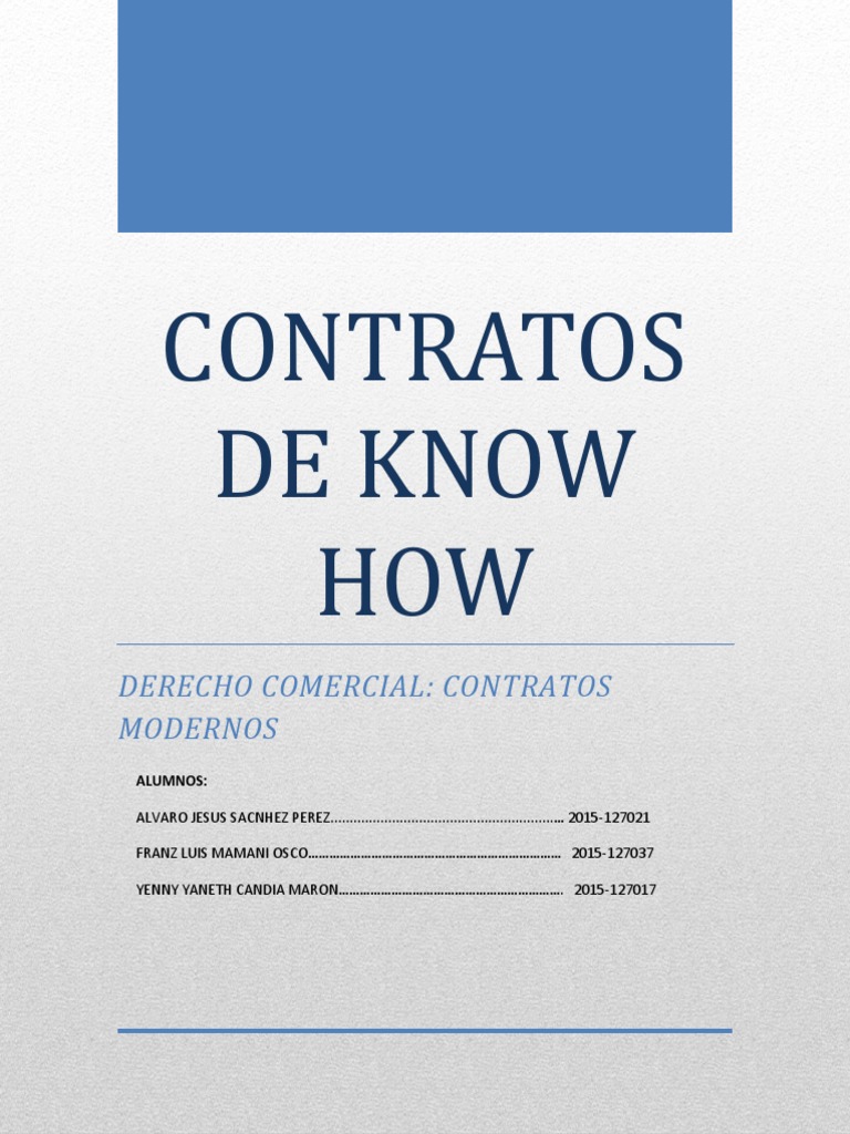 Contrato de Know How Final | PDF | Patentar | Propiedad