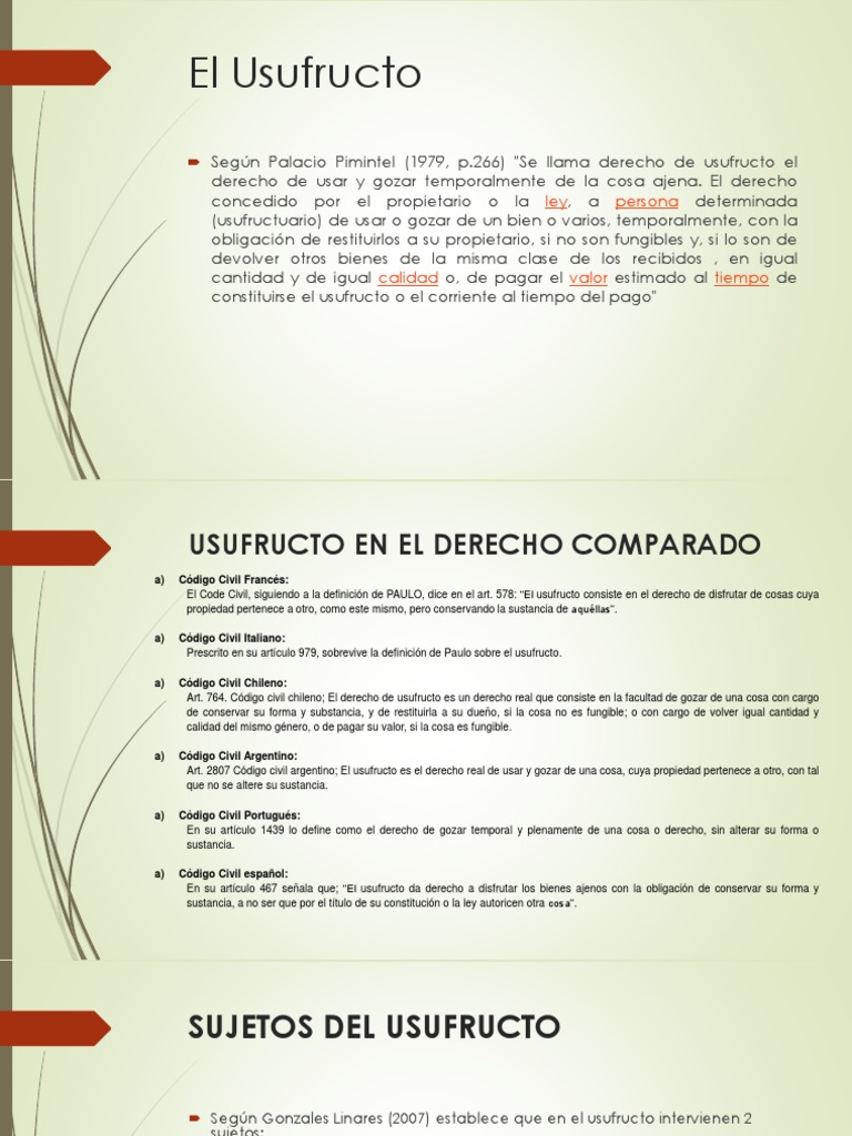 El Usufructo | PDF | Propiedad | Ley de Propiedad