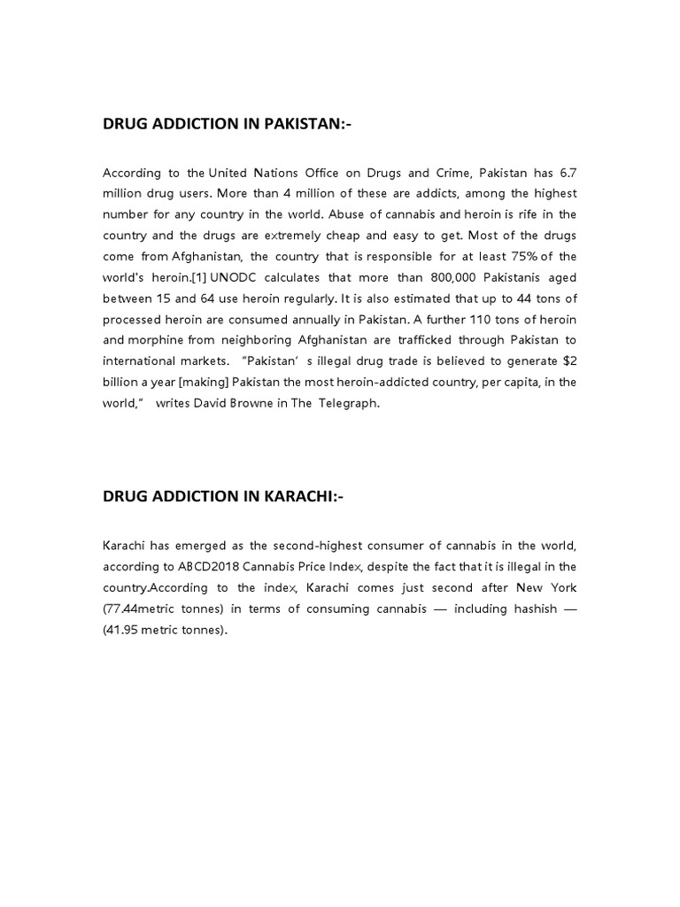 Drug Addiction in Pakistan | PDF | Heroin | Illegal Drug Trade