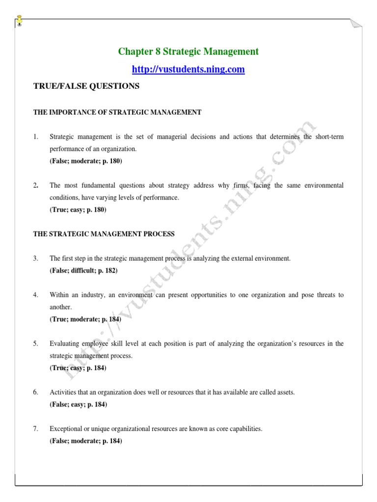 Chapter 8 Strategic Management | PDF | Strategic Management | Business ...