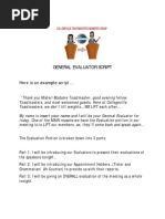 Toastmasters Evaluation Guide | PDF