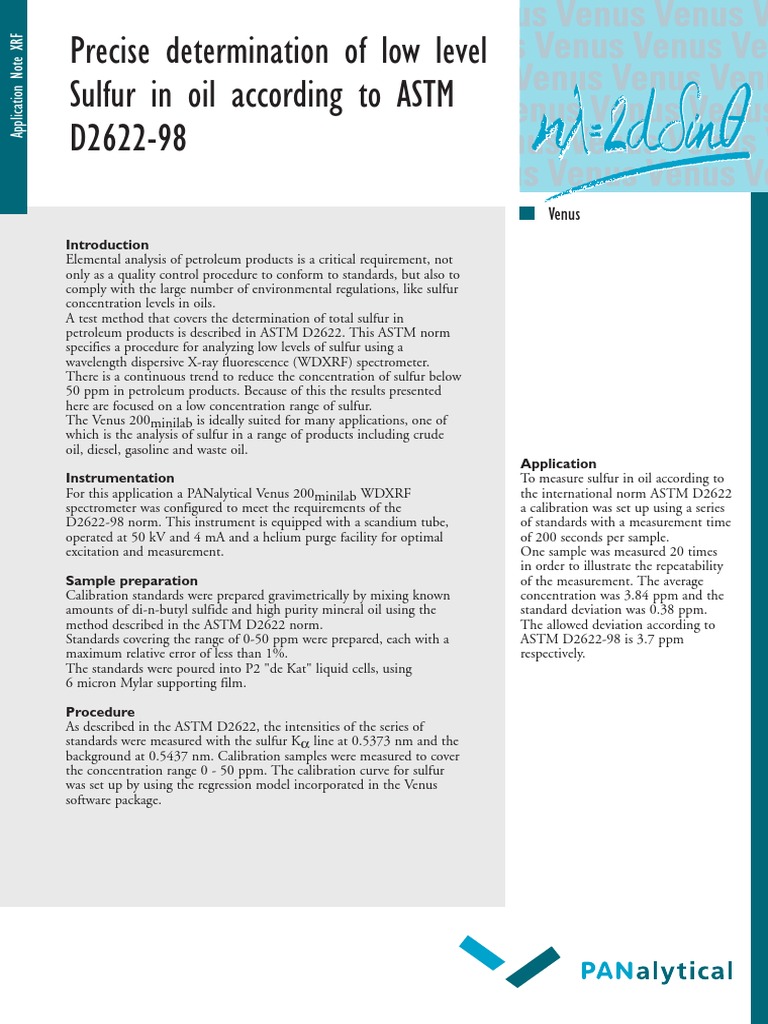 Precise Determination of Low Level Sulfur in Oil According To ASTM ...
