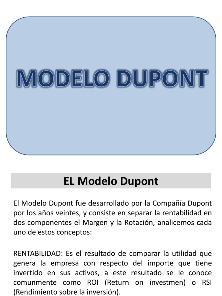 Presentación Modelo DUPONT | PDF | Rentabilidad sobre recursos propios | Business
