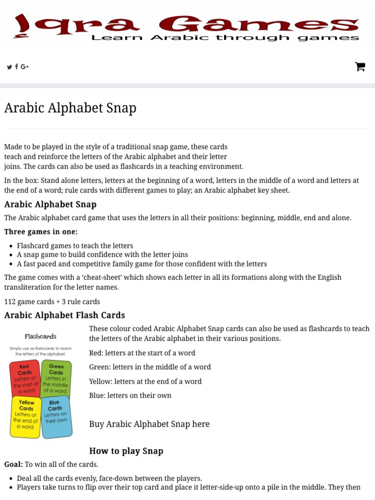 Arabic Alphabet Snap - Iqra Games | PDF