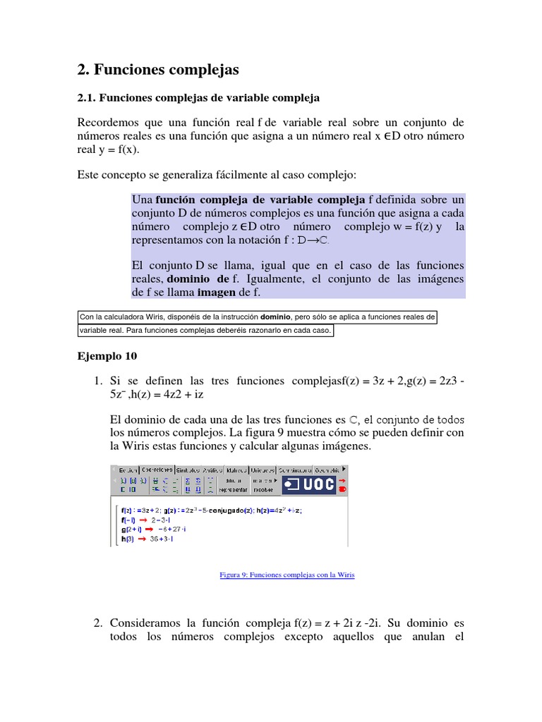 Funciones Complejas de Variable Compleja | Descargar gratis PDF ...