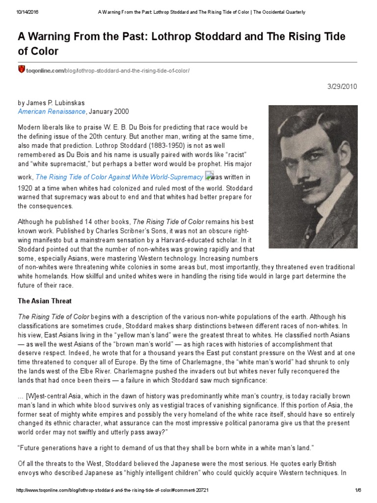 A Warning From The Past - Lothrop Stoddard and The Rising Tide of Color ...