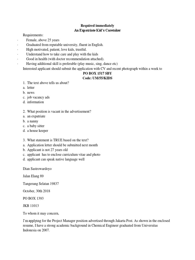 Application Letter/job/cv/resume | PDF | Communication | Cognition