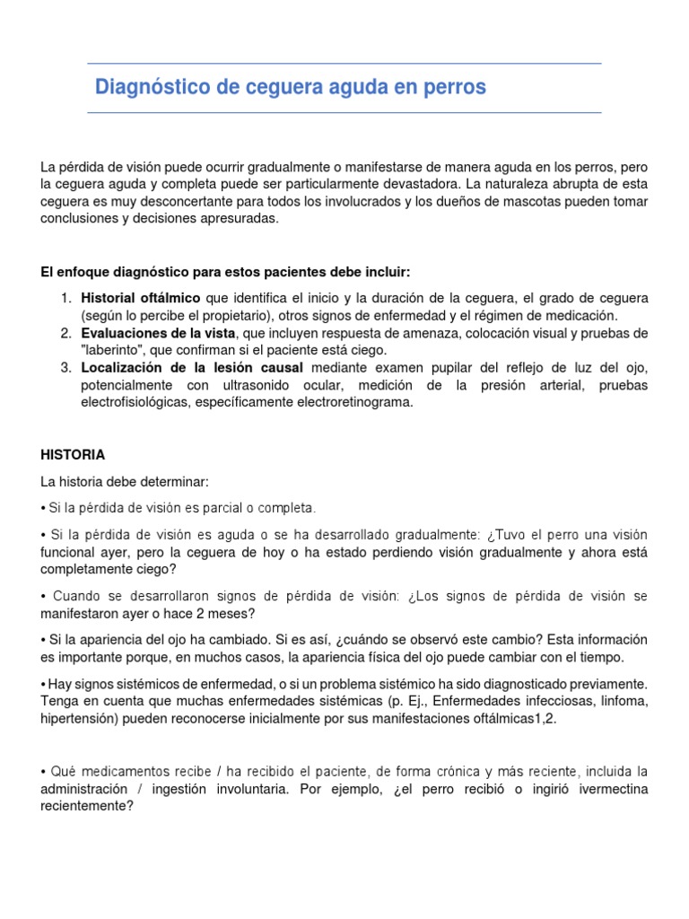 Ceguera Aguda en Perros | PDF | Ojo humano | Percepción visual