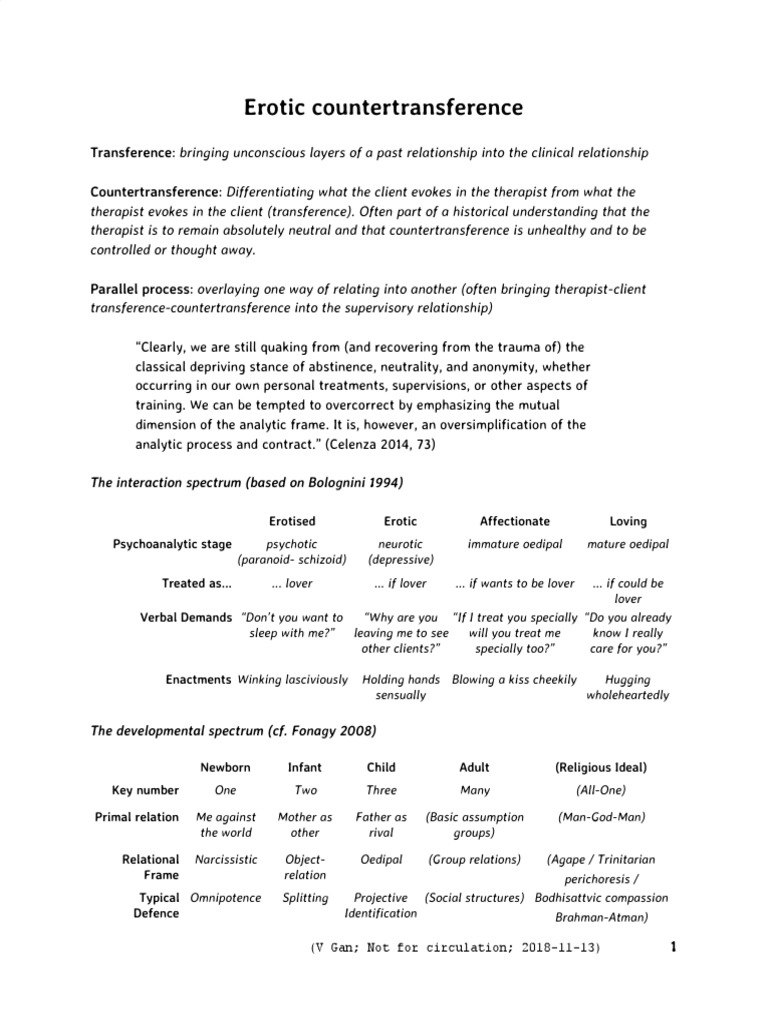 Erotic Countertransference Pdf Psychoanalysis Feeling