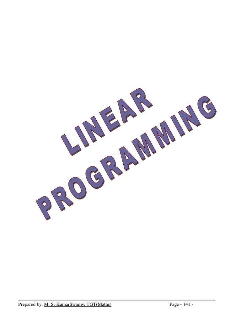 Maths Xii Chapter 12 Linear Programming | PDF | Linear Programming | Mathematical Optimization