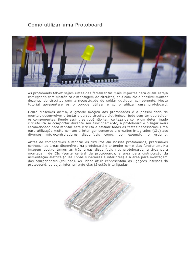 Como Utilizar Uma Protoboard | PDF | Circuitos eletrônicos | Engenharia ...