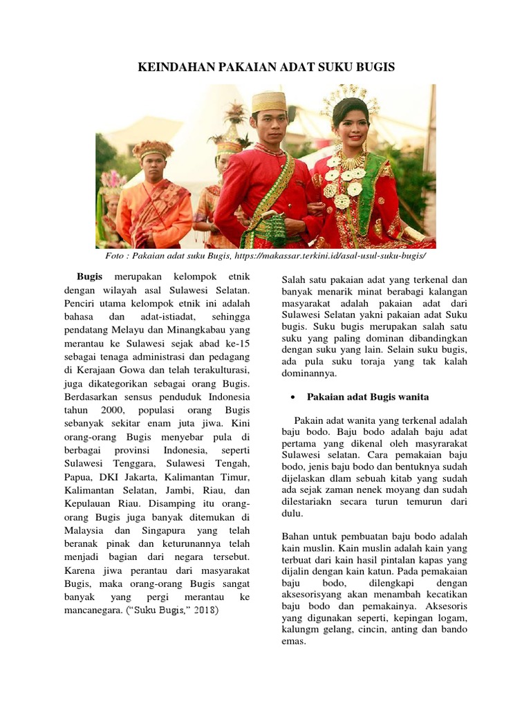 Keindahan Pakaian Adat Suku Bugis | PDF