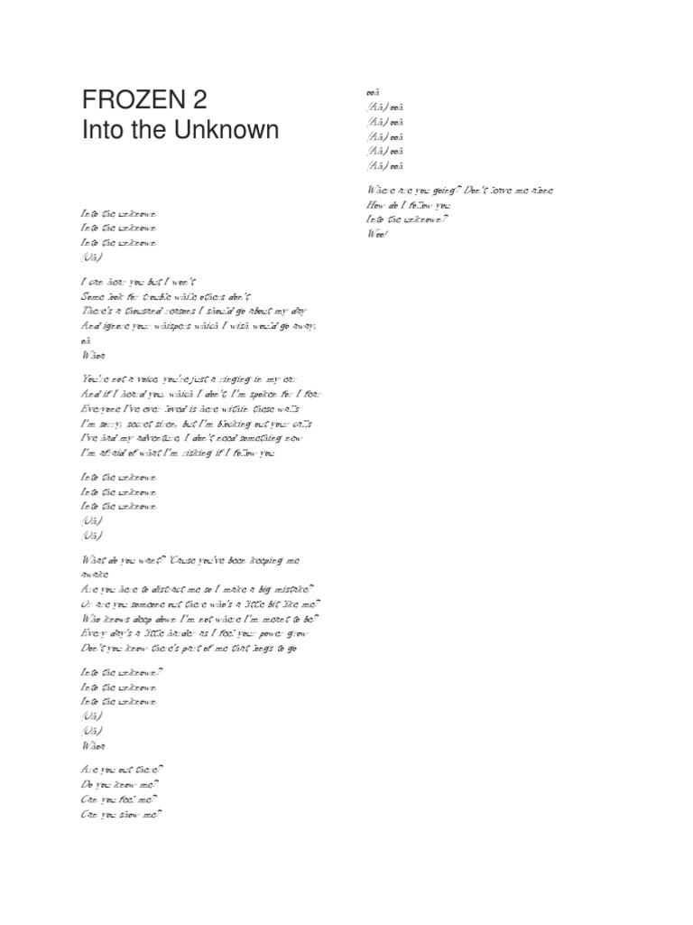 Into The Unknown | PDF