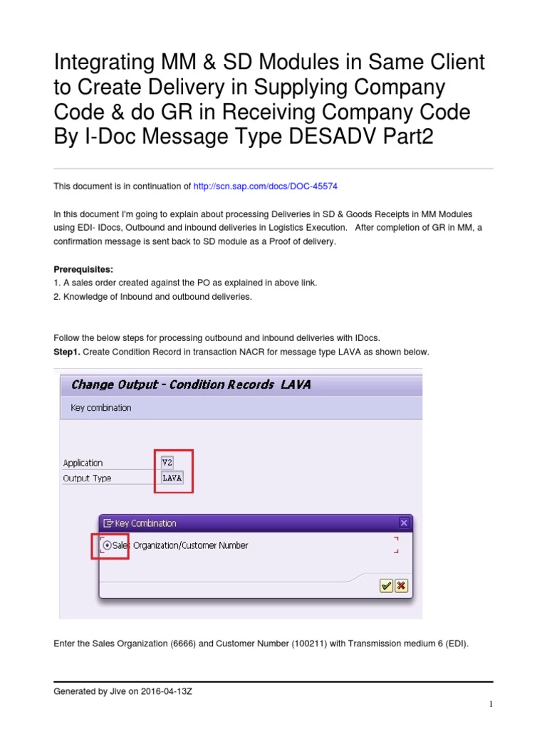 DESADV IDoc Integration for Deliveries | PDF | Electronic Data Interchange | Invoice