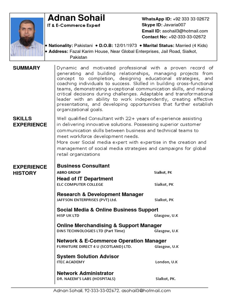 Adnan Sohail CV | PDF | Business