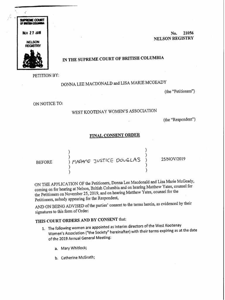 Consent Order Entered 25.11.19 | PDF