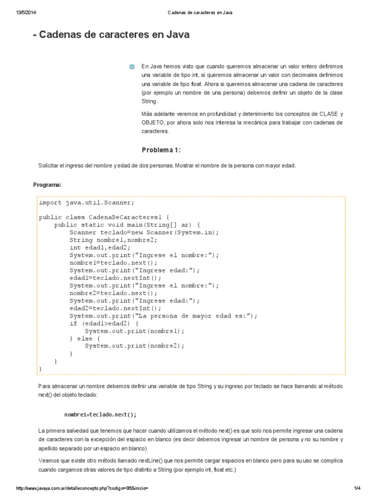 Cadenas de Caracteres en Java | PDF | Cadena (informática) | Java (lenguaje de programación)