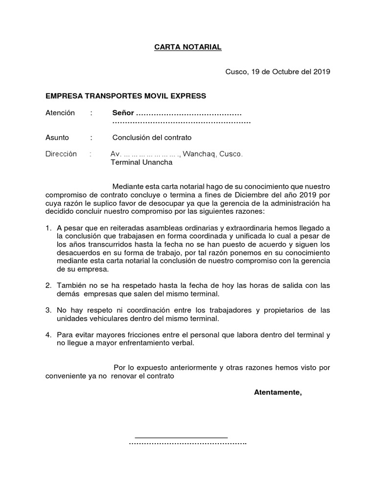 CARTA NOTARIAL Modelo | PDF