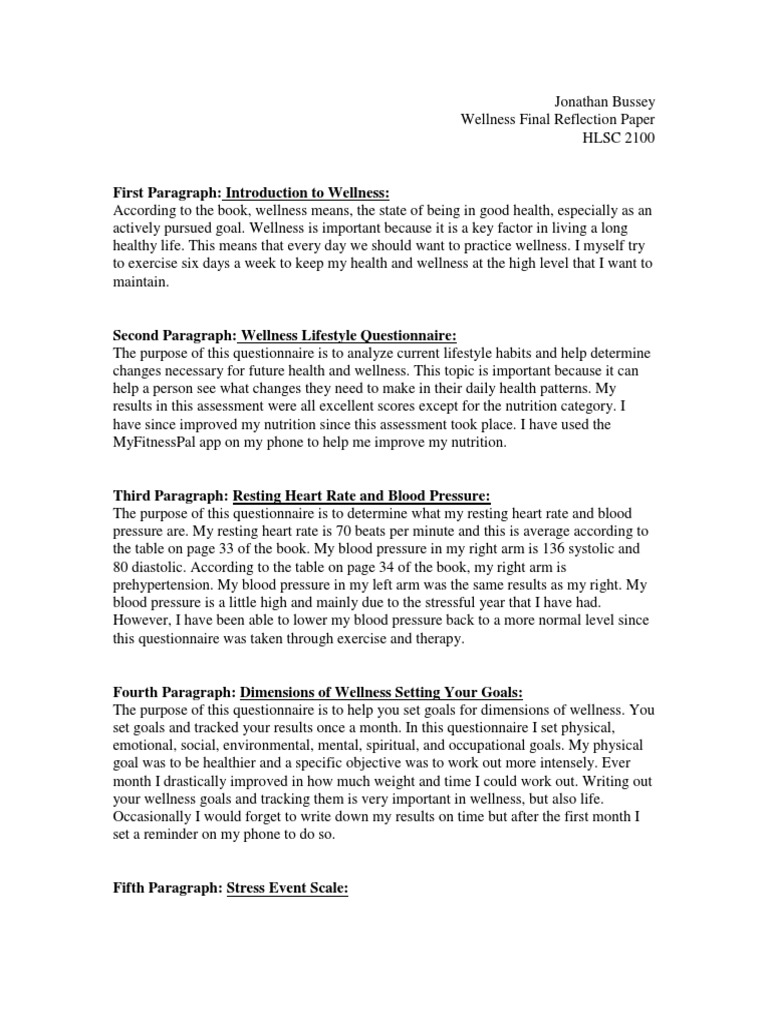 Wellness Final Paper | PDF | Physical Fitness | Coronary Artery Disease