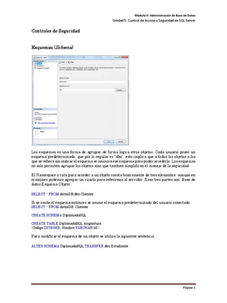 Unidad 5 - Control de Acceso y Seguridad en SQL Server | PDF | Servidor SQL de Microsoft | Bases ...