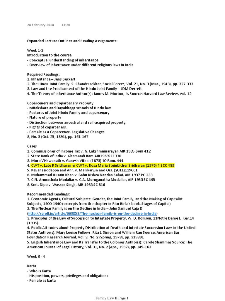 Family Law 2 Notes Pdf Concurrent Estate Property