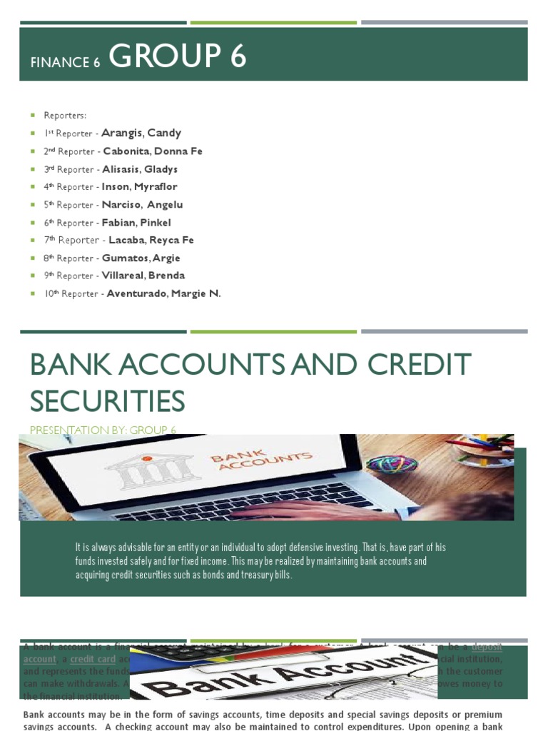 Bank Accounts and Credit Securities | Download Free PDF | Certificate ...